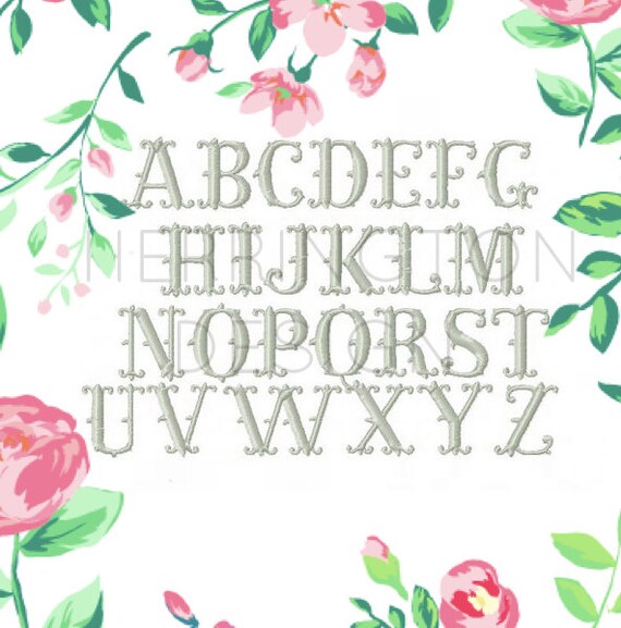 Fishtail Embroidery Font Fish Tail Monogram Font Finley 2" inch font BX ...