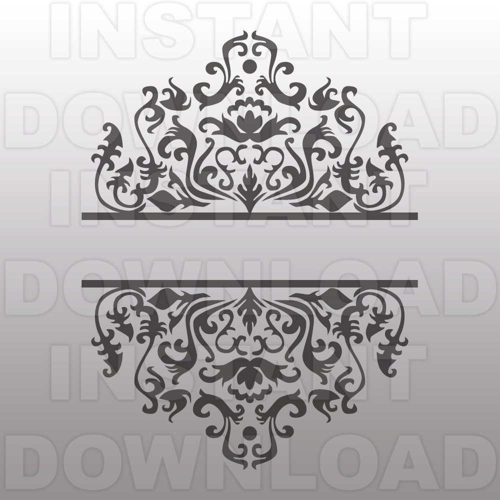 Ornate Scrollwork Split Frame-Monogram SVG File-Cutting