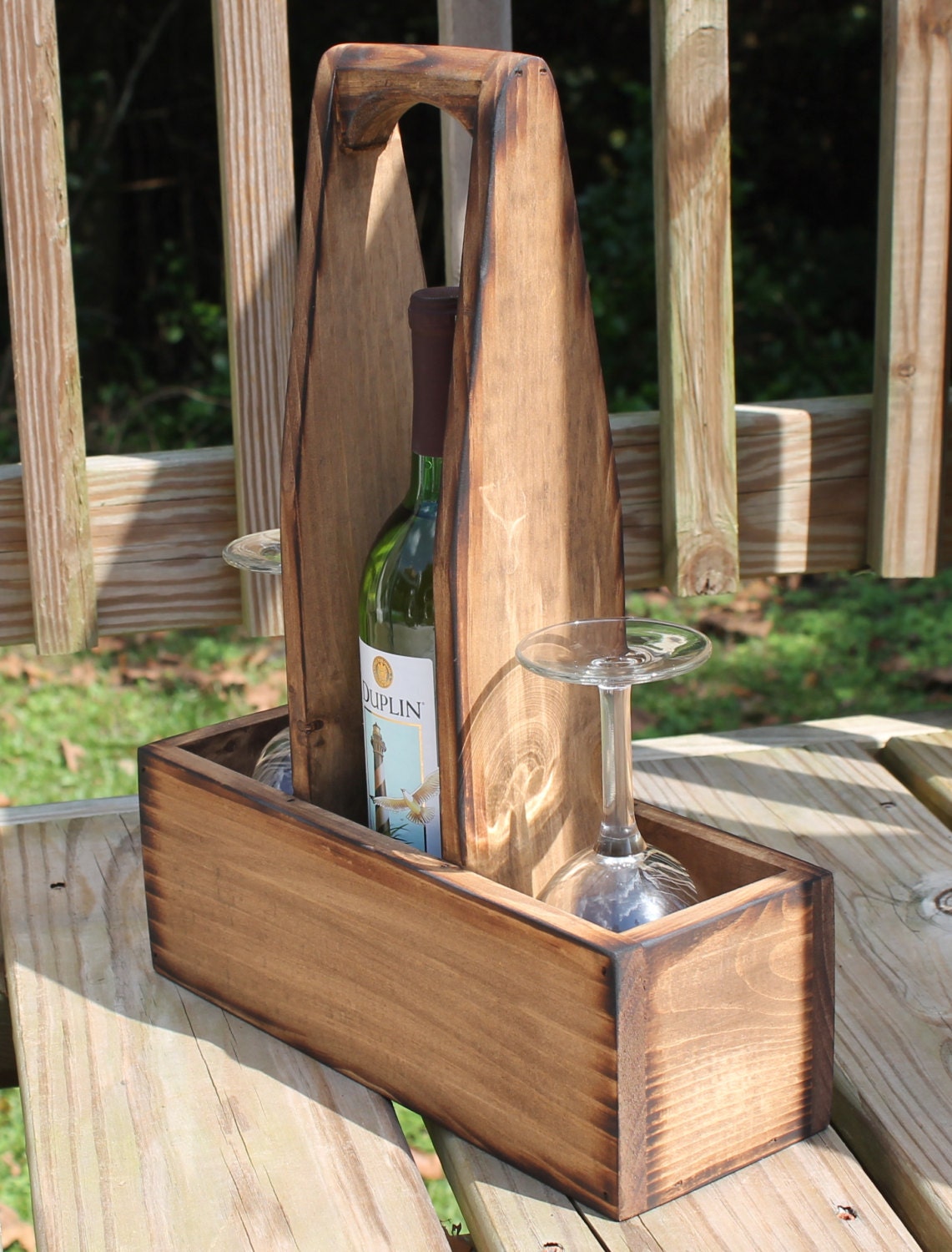 Rustic Wood Wine Caddy Wooden Wine Bottle And By Dlightfuldesigns