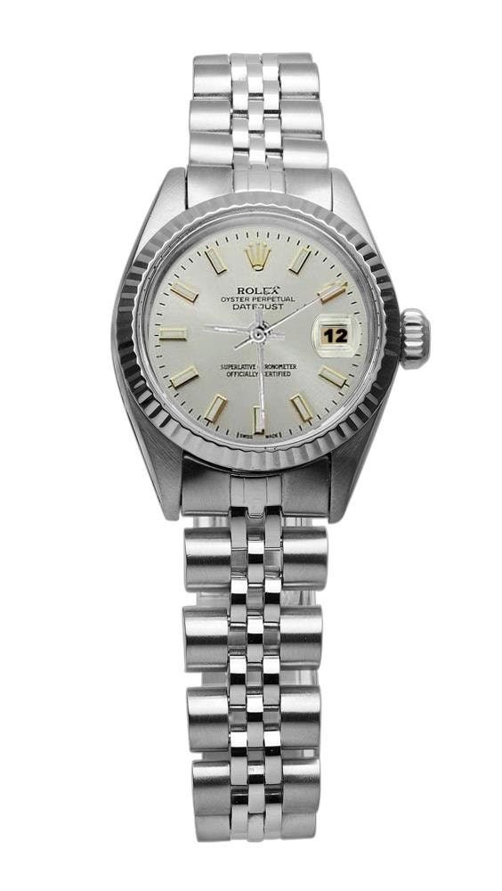 White stick dial Rolex date just SS watch fluted bezel datejust – Haute ...