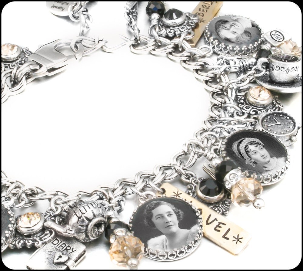 Authors Charm Bracelet Literary Jewelry by BlackberryDesigns