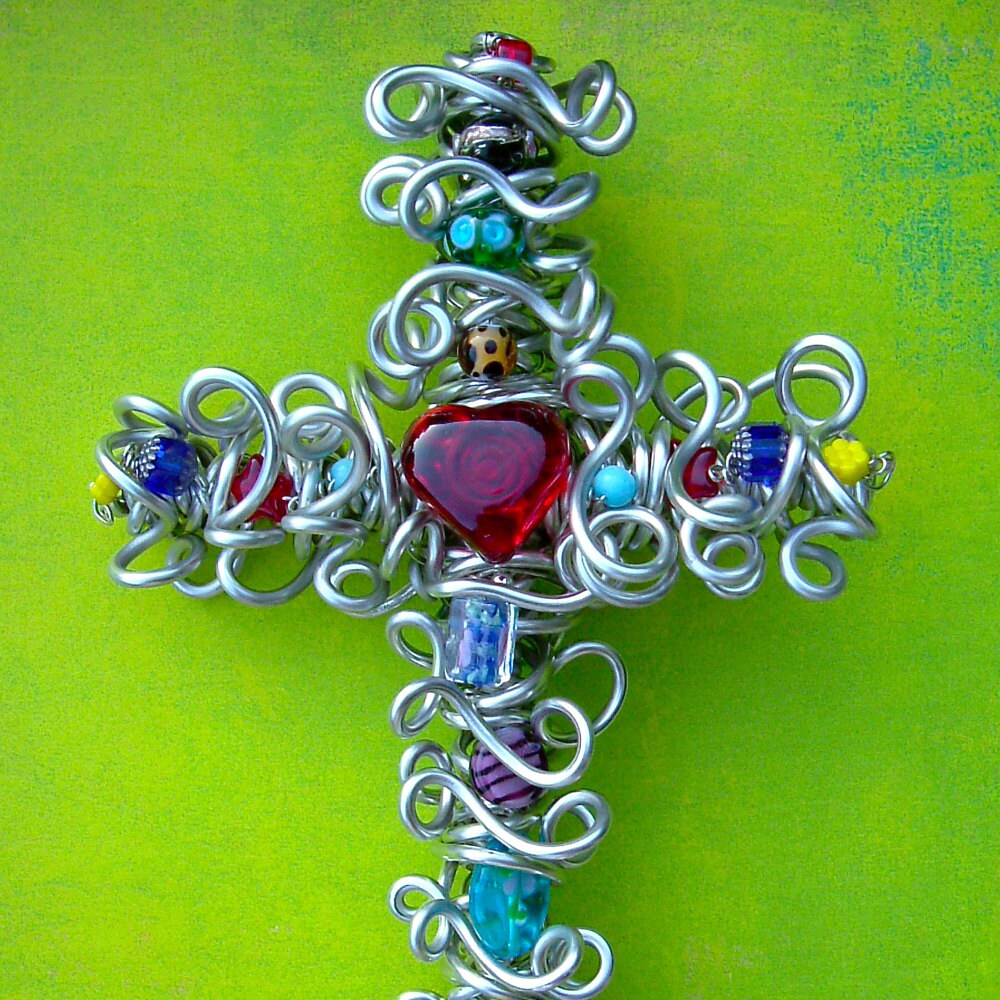 Wire-wrapped Beaded Christian Wall Crosses by TotallyCrosses