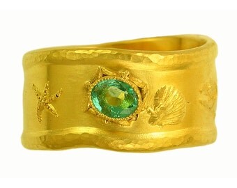 22k gold Hammered Flare Ring using 100 percent by italilambertini