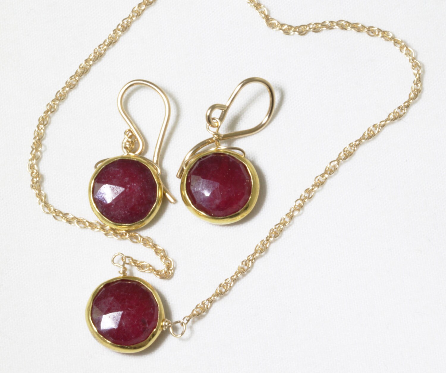Red Ruby Necklace Gold Bezel Necklace by elizabethlydonstudio
