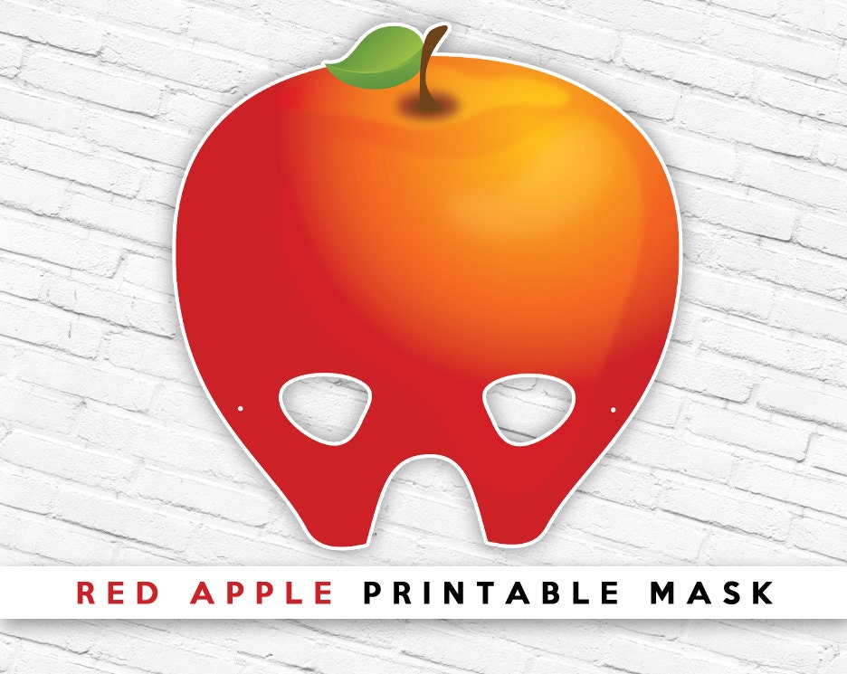 Red Apple Printable Party Mask Fruit Mask Party Play Props