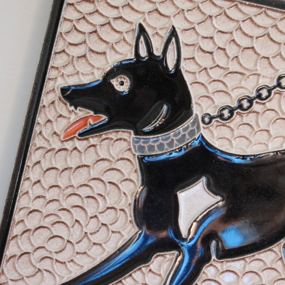 beware of dog tile hand-painted tile from Italy cave canem