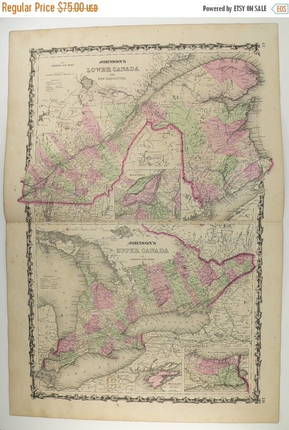 1800s Map Ontario Canada Map Quebec New by OldMapsandPrints