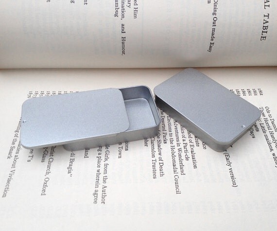 40ml sliding lid tins rectangular metal tins color silver