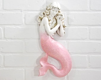 Large Mermaid Wall Plaque Home Sculpture Decor Multicolor