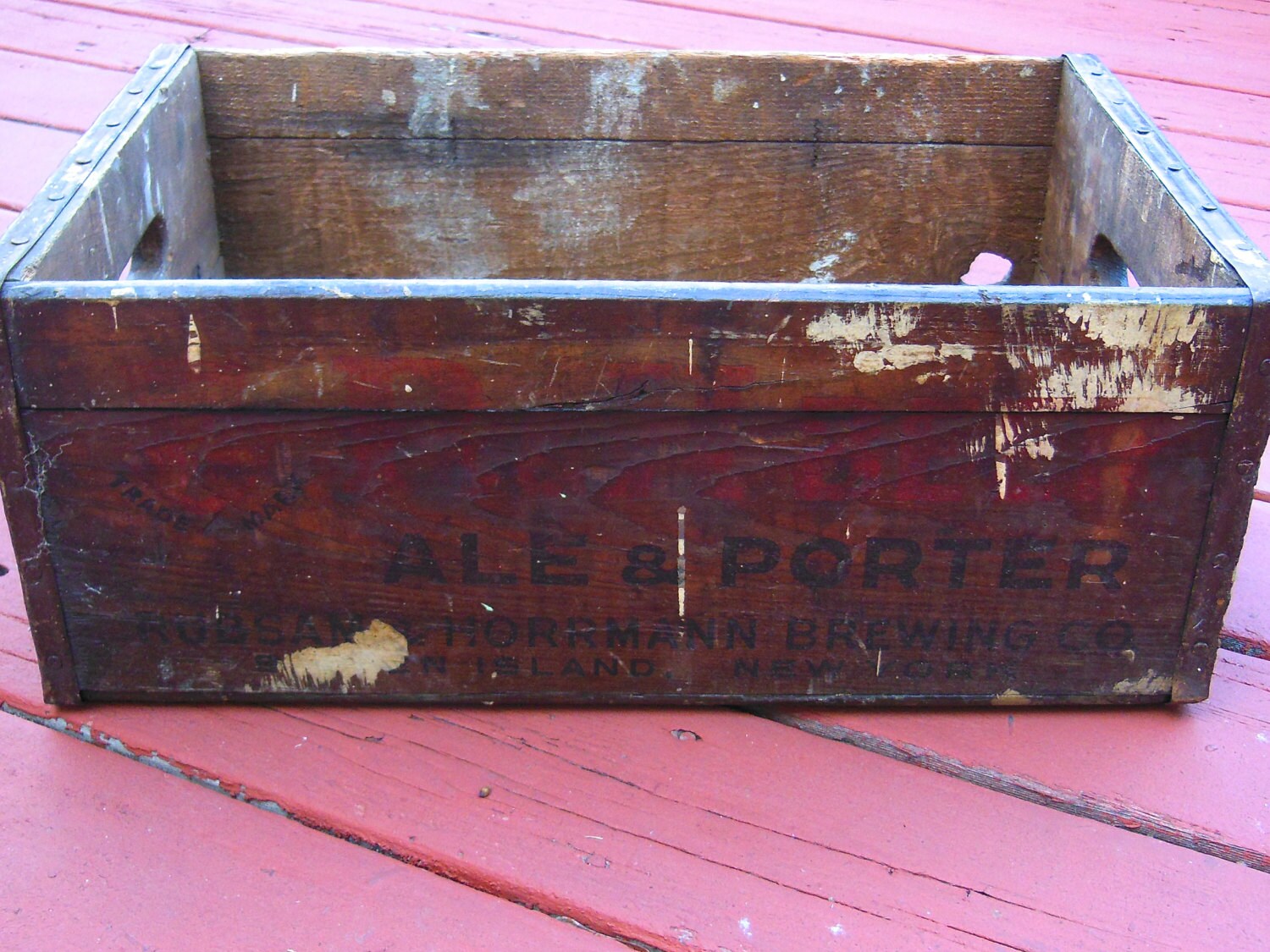 vintage wood crate, advertising, rustic storage crate, ale and porter ...