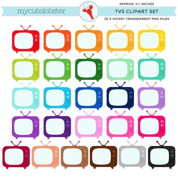 Rainbow TVs Clipart Set clip art set of by mycutelobsterdesigns
