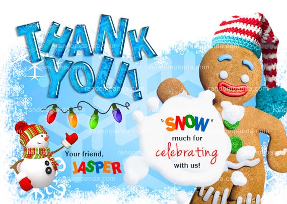 Winter Wonderland Thank you Card, Gingerbread Man Thank you Note ...