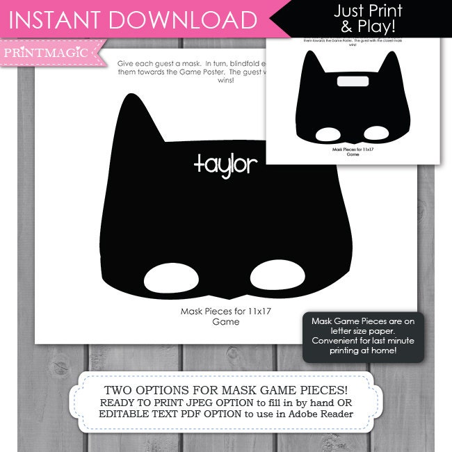 Pin the Mask On the Pink Superhero Printable by printmagic on Etsy