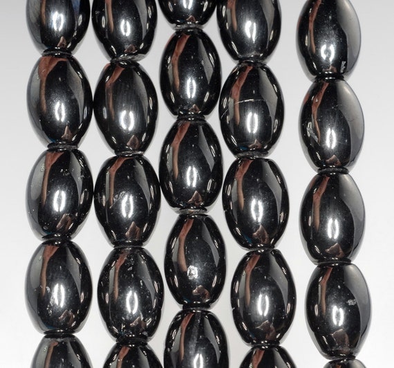 14x10mm Black Jet Gemstone Organic Barrel Drum Loose Beads 16
