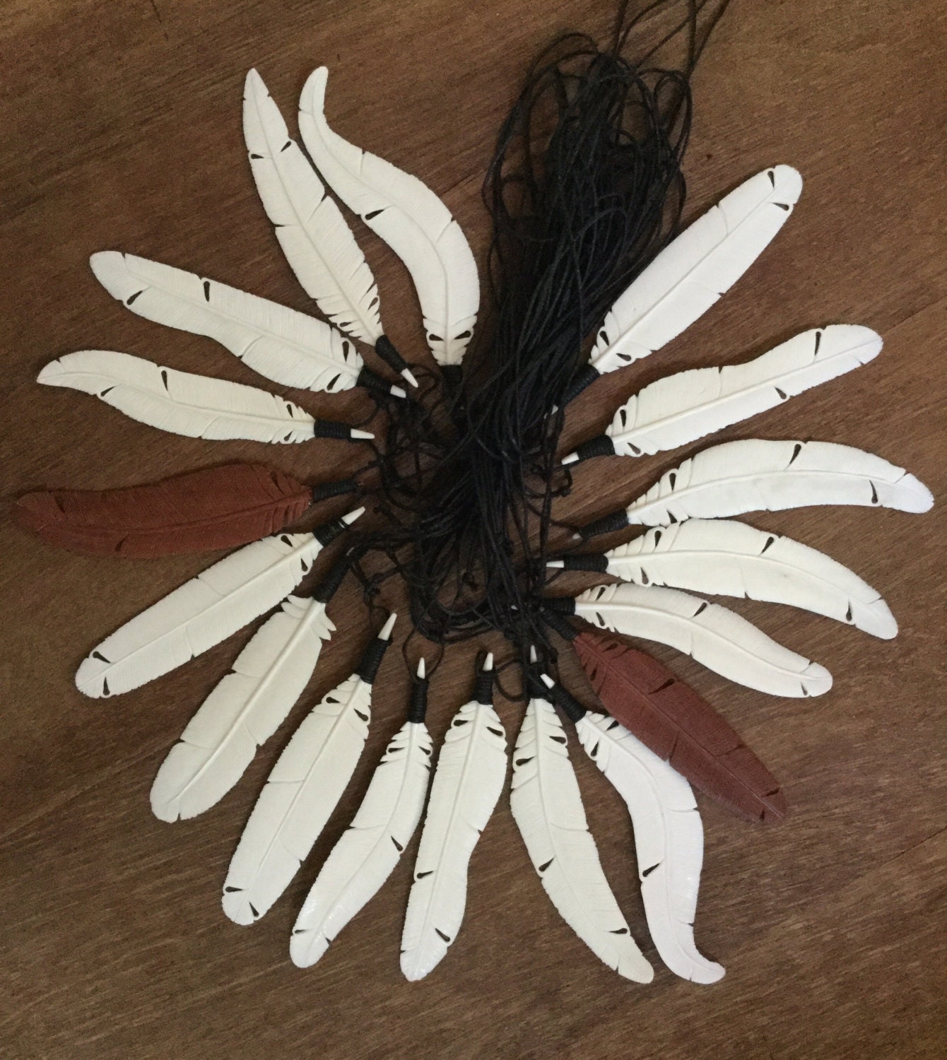 Tribal Handmade Bone Carved Feather Necklace Pendant – Haute Juice
