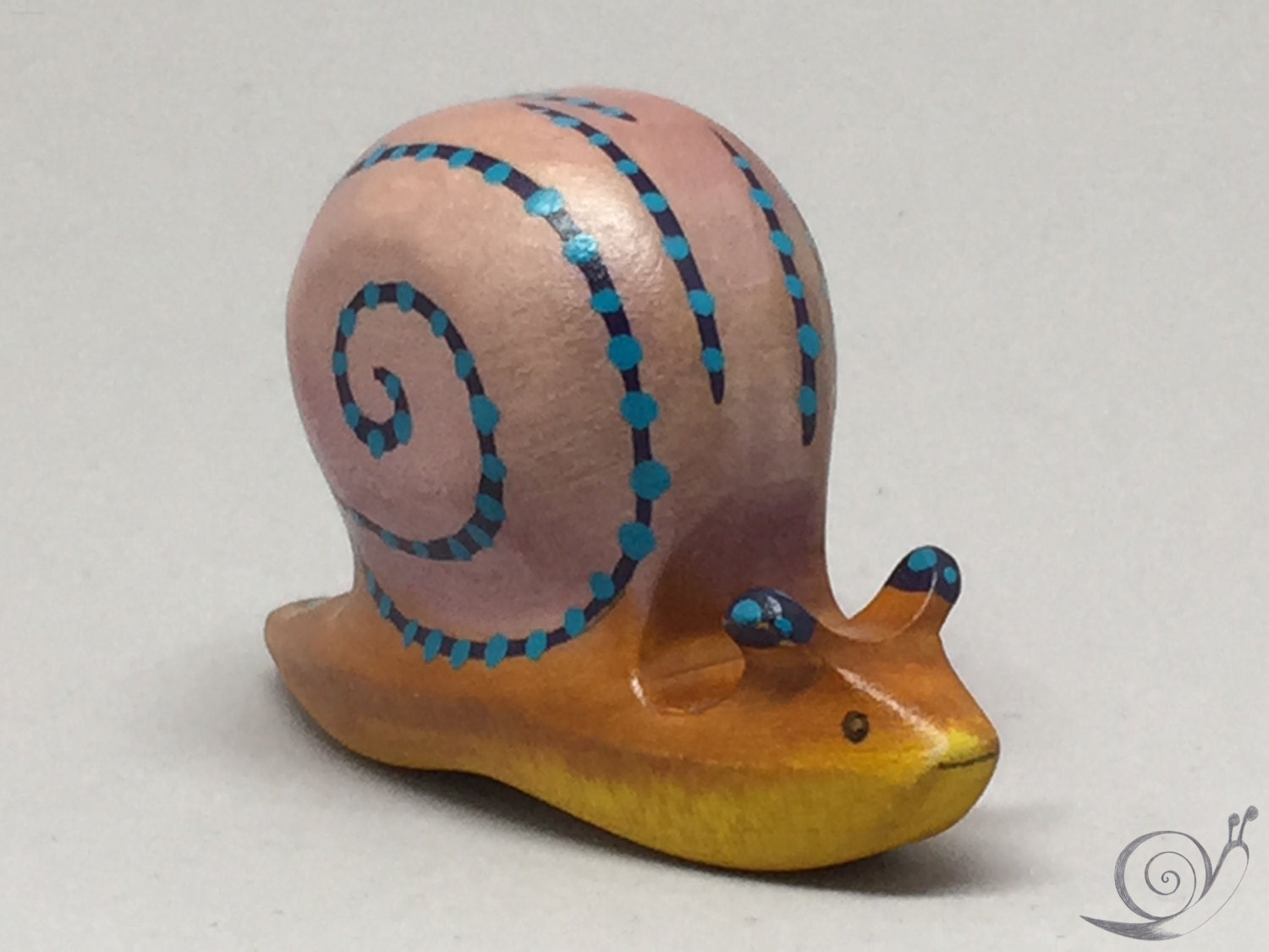 Toy Snail wooden colourful brown pink blue by GeorgiaWoodenToys