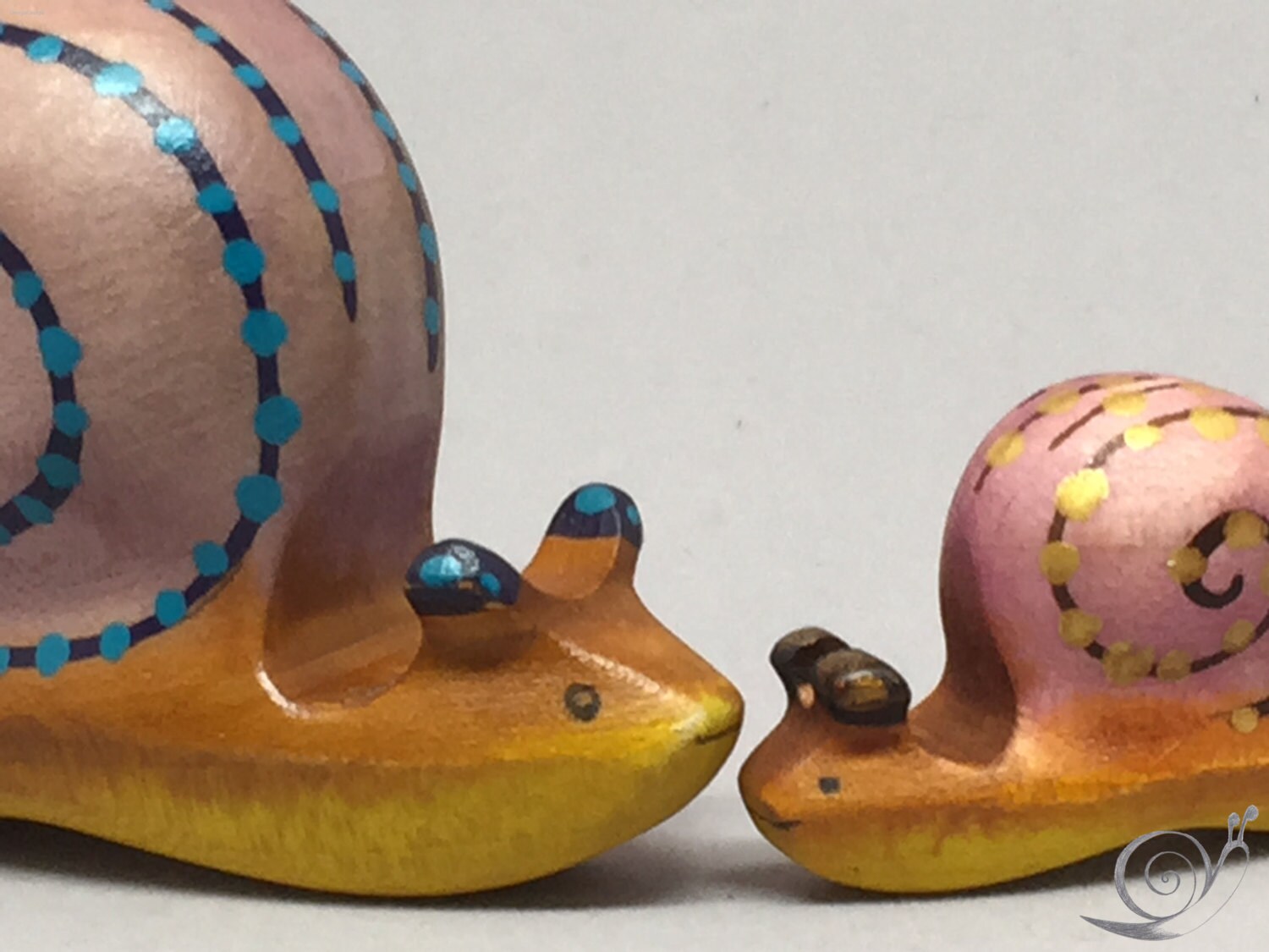 Toy Snail wooden colourful brown pink blue by GeorgiaWoodenToys