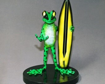 Bronze Frog Figurine Statue Sculpture Amphibian Art / Limited