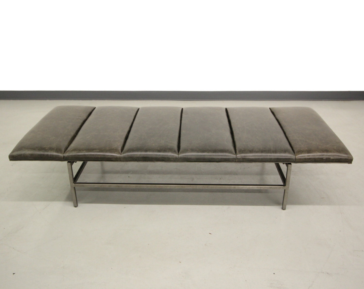 Channeled Leather and Stainless Steel Bench by Bernhardt Interiors ...
