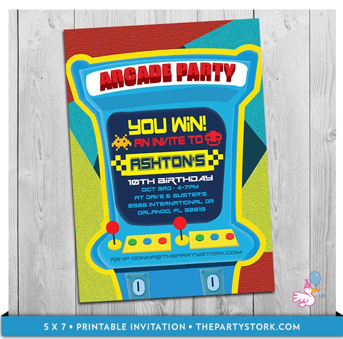 Arcade Invitation: Printable Personalized Boys Birthday Party