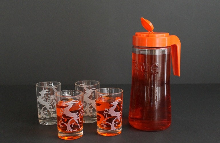 Vintage Tang Fruit Drink Glass Juice Pitcher by Circa810 on Etsy