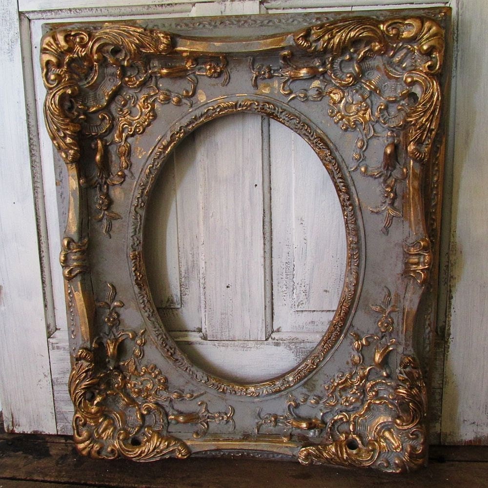 Large Ornate Picture Frame Wood W Gesso Antique French