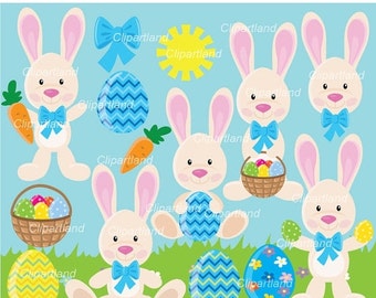 Items similar to Easter clipart - bunny clip art, chicks, rabbits, eggs ...