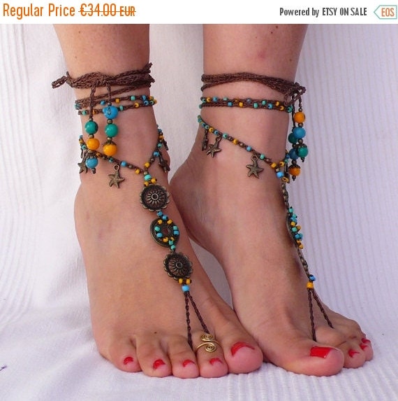 ON SALE SUMMER Mandala barefoot Sandals foot jewelry hippie sandals toe ...