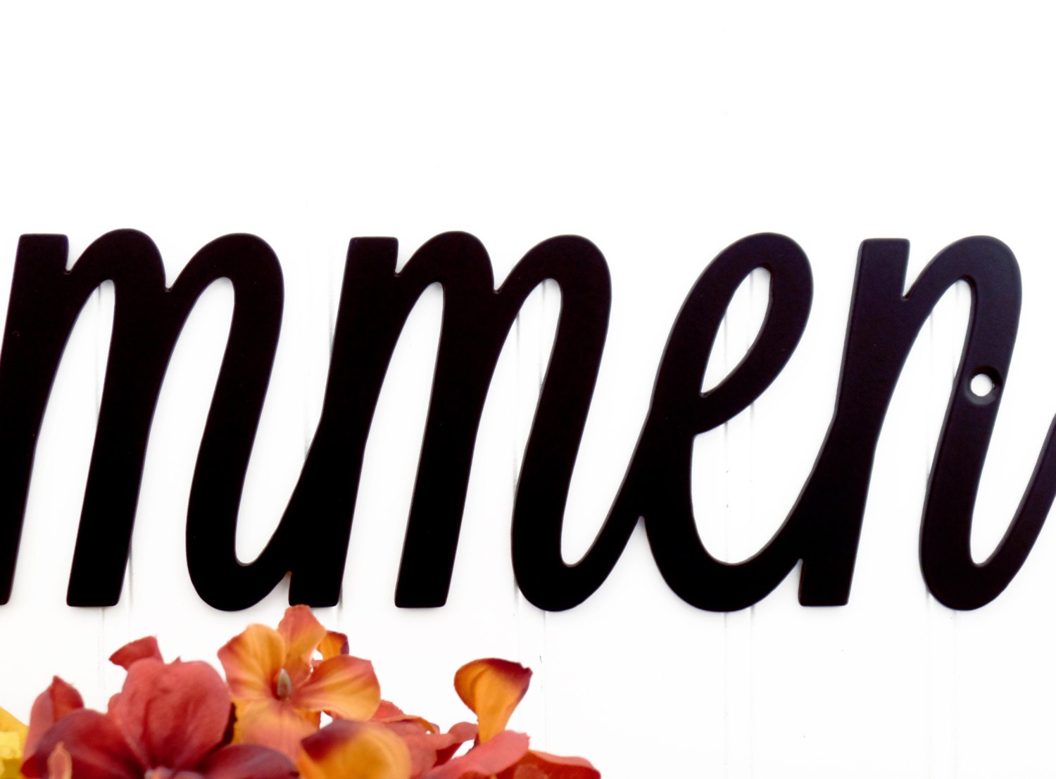 Velkommen Script Metal Sign Norwegian Welcome Black 24x9