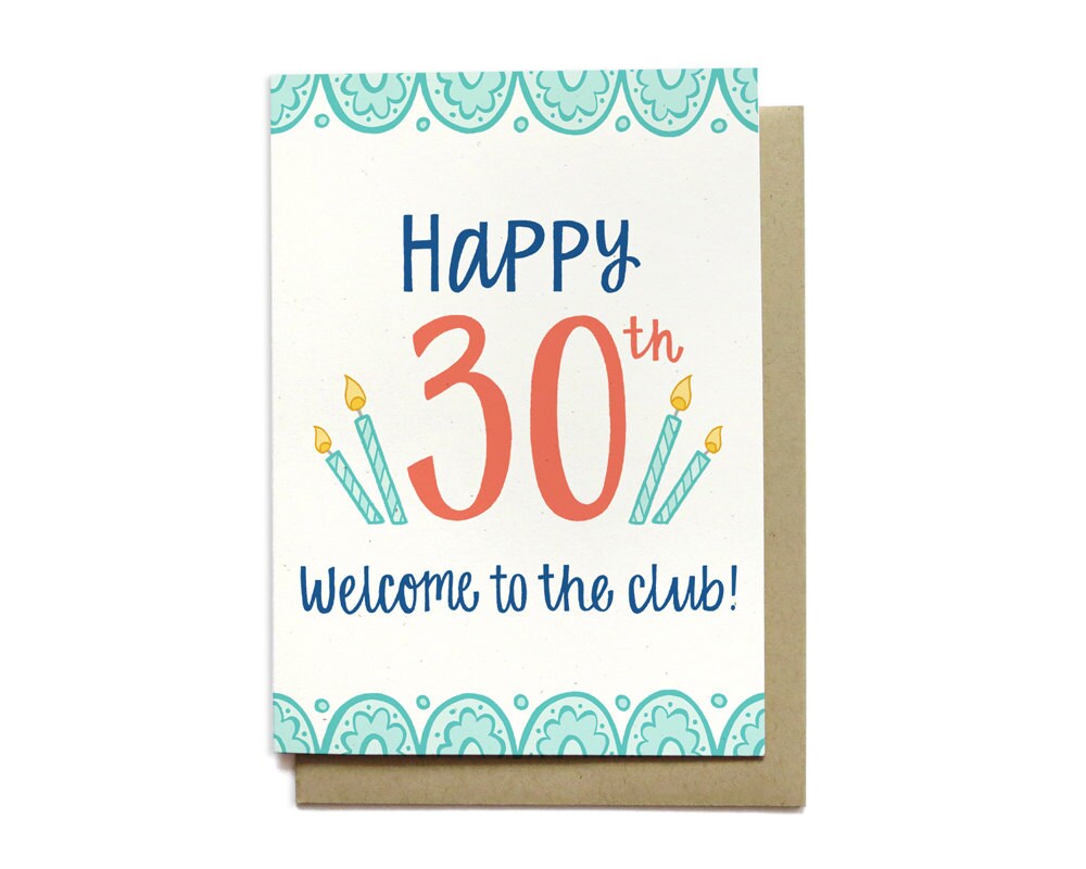Funny Birthday Card 30th Birthday Card Happy 30th Welcome
