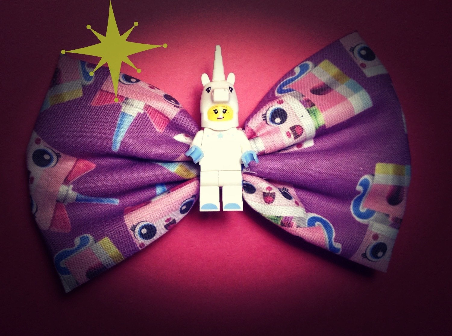 Lego unikitty unicorn Hair Bow by JessCraftShop on Etsy