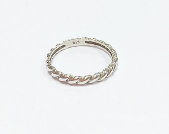 Sterling Silver Twist Ring Thick Twisted Band Nautical Style