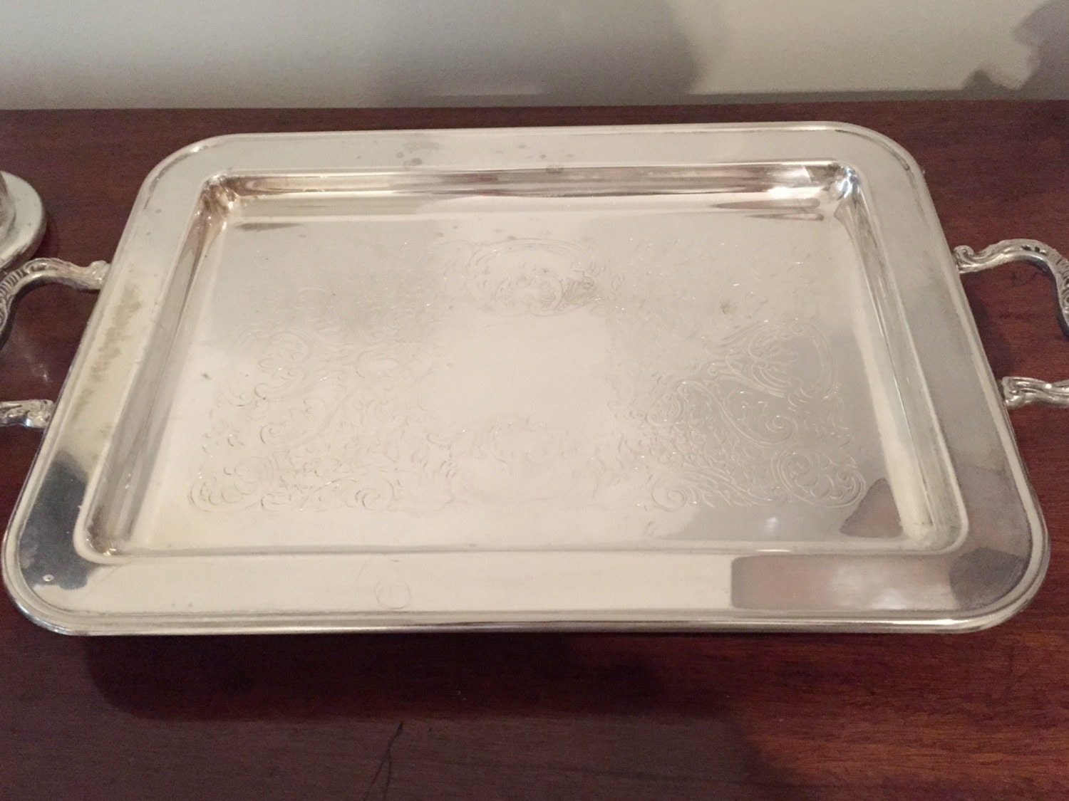 Silverplate Footed Tray, Small Tray with handles, Dresser or Vanity ...