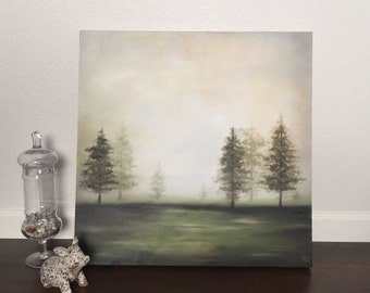 Tall Trees on Canvas Lake and Park in distance Large Canvas