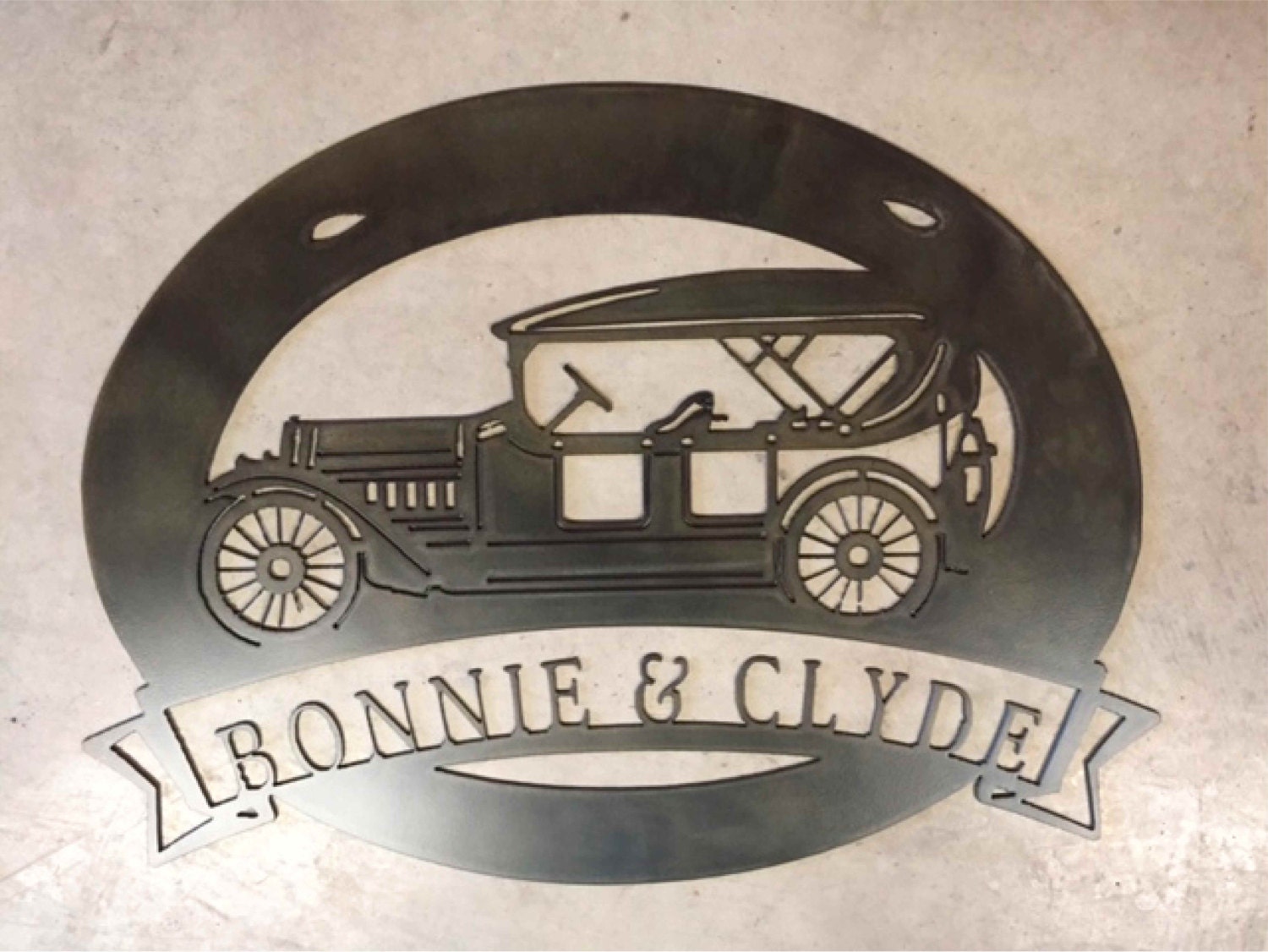 Personalized metal sign with classic car or Corvette