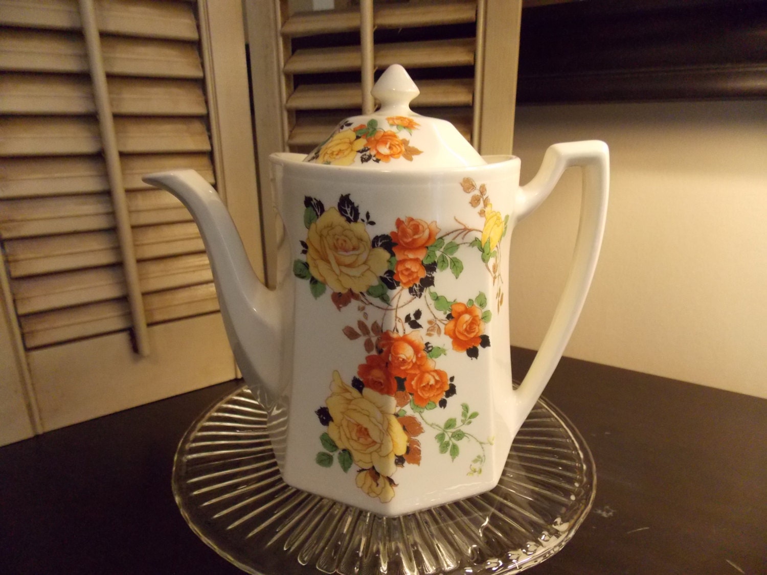 TEAPOT, “Edwin M. Knowles” Floral China Teapot – Haute Juice