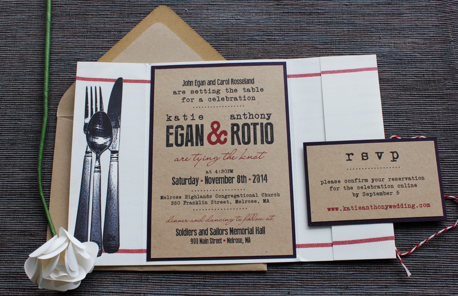 Food Themed Wedding Invitation Setting The Table Dinner