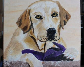 Yellow lab painting | Etsy