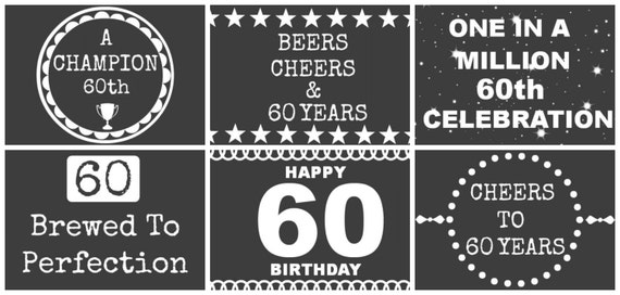 60th Birthday Beer Labels - Chalk Board Style by Smart Party Planning ...