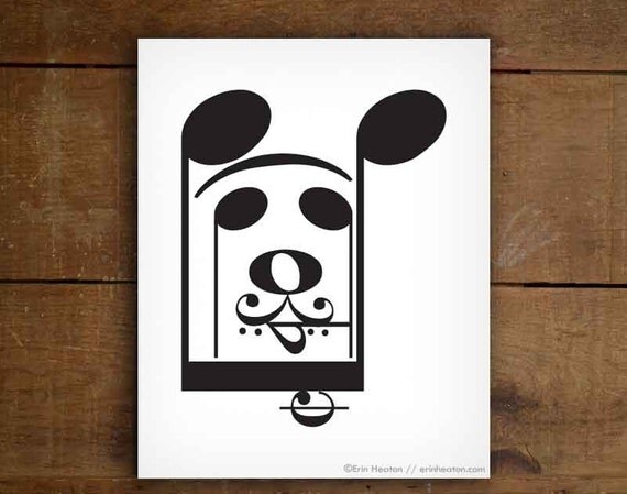 Music art print HAPPY DOG music note art print 5x7 by erinheaton