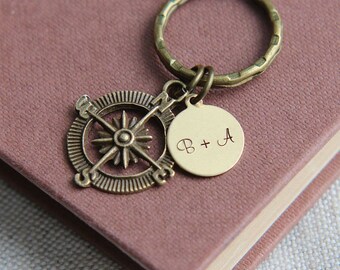 Nautical Compass Keychain Compass Rose Mariner's