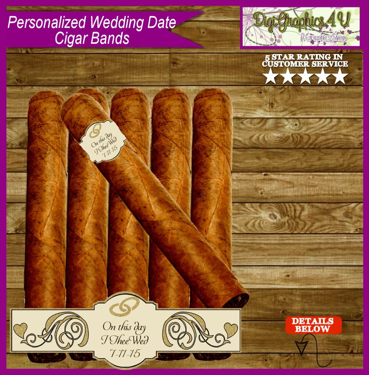 Wedding Party Favor Cigar Labels Cigar Bands Personalized