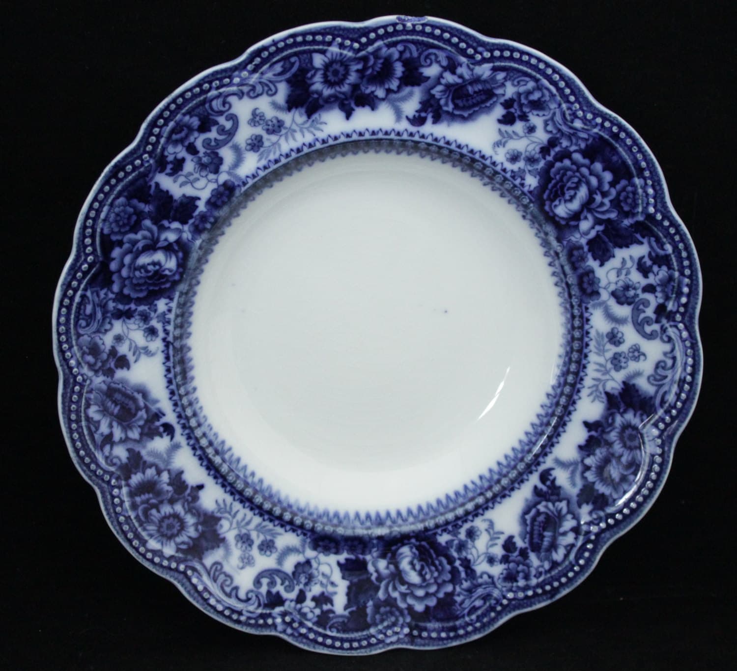 Antique Flow Blue Bowl Johnson Bros. Montana Pattern