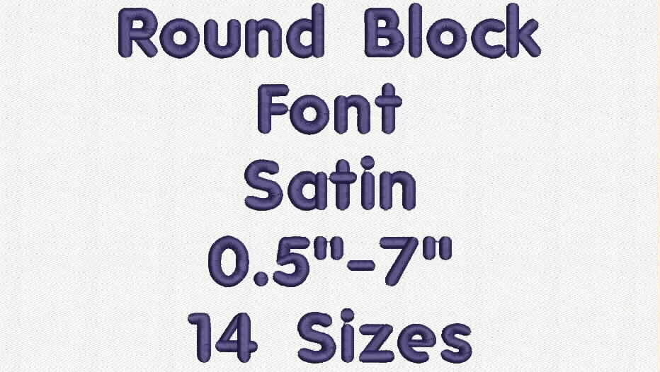 Round Block Font 14 Sizes Embroidery Design