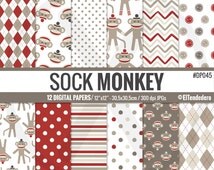 Popular items for sock monkey pattern on Etsy
