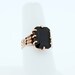 Emerald Cut Red Garnet Tab Set in 14K Rose Gold Ring