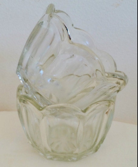 Depression Glass Vintage Glass Two (2) Jelly Moulds Small Bowls Clear ...