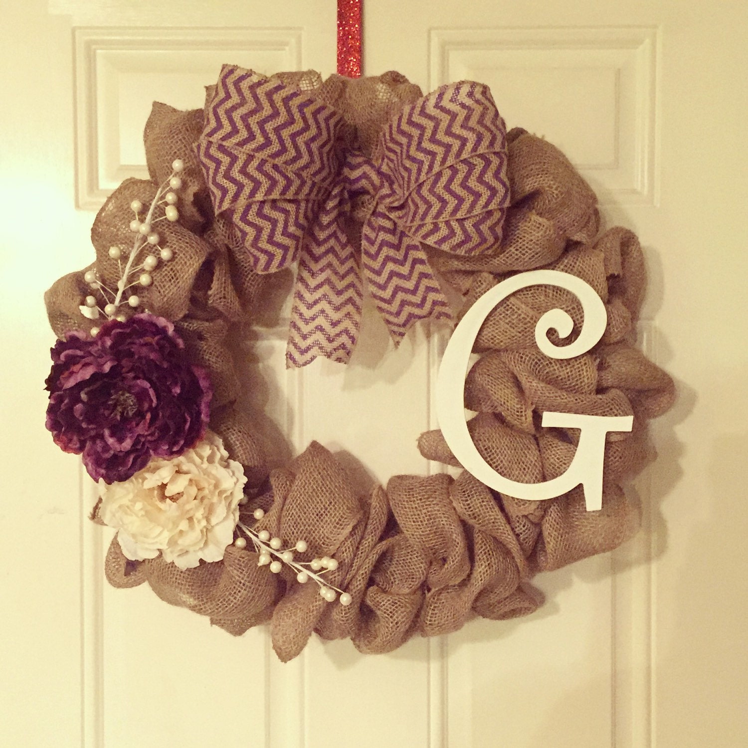 Monogram Burlap Wreath Natural Burlap 18 Wreath by SimplyDulcet