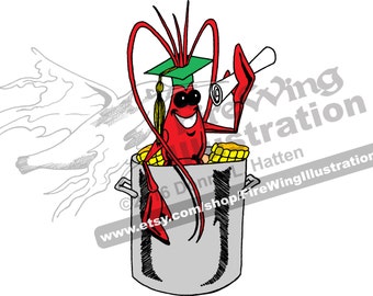 Graduation Crawfish Boil Graphic BLUE by FireWingIllustration