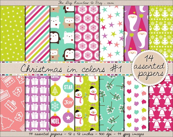 SALE christmas digital paper holiday digital by TheDigiRainbow